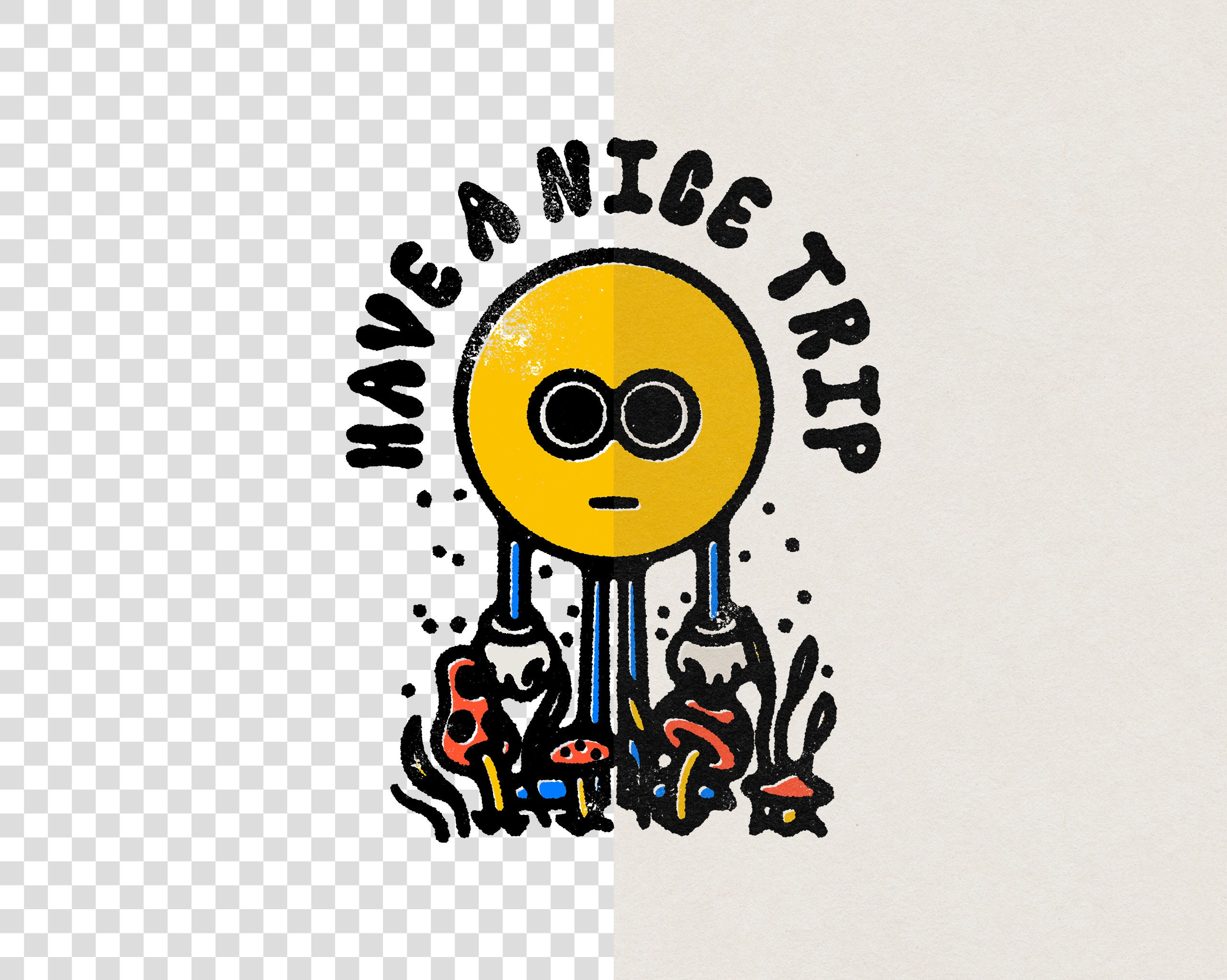 Have a Nice Trip Psychedelic Retro Vintage Smiley Mascot Standing in ...