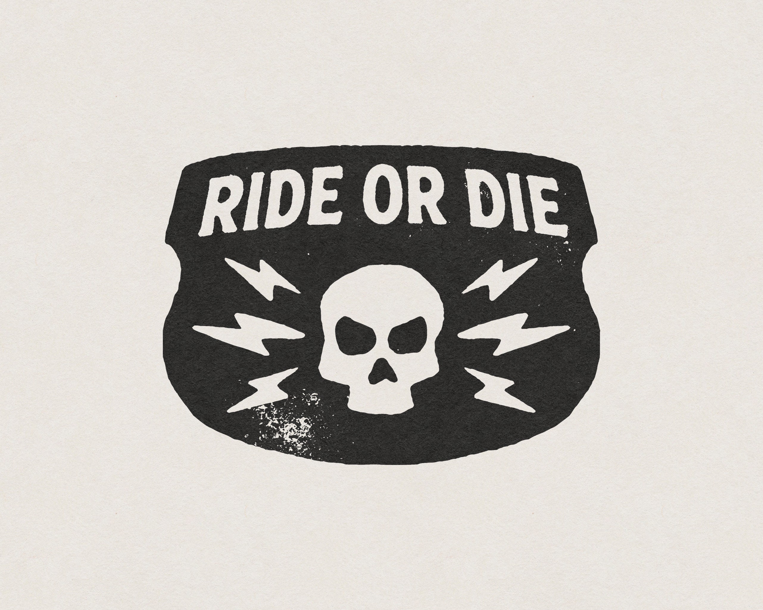 Ride or Die Skull Skeleton Lightning Bolts Rock N Roll Motorcycle Biker ...