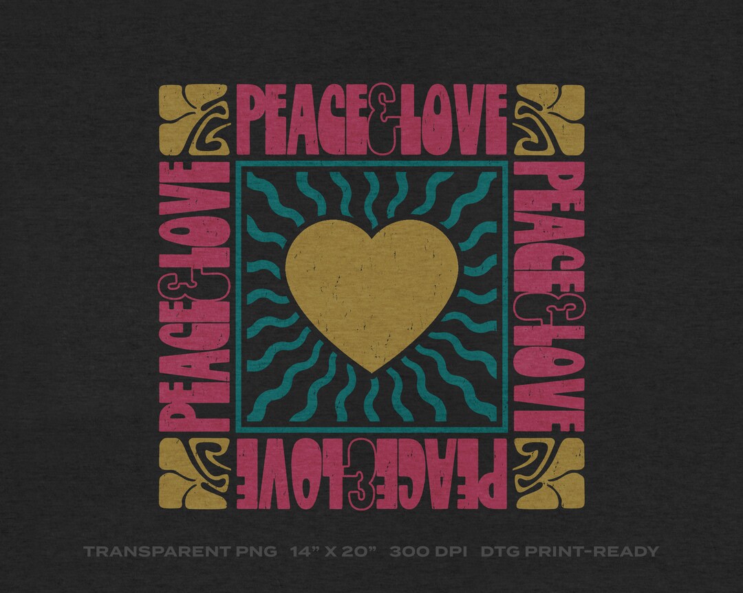 Peace and Love Transparent PNG Digital Download for DTG Printing, DTF ...