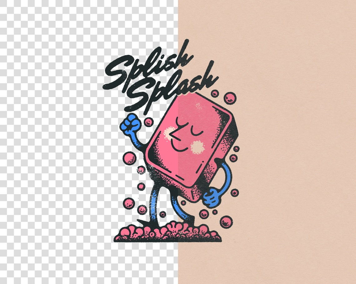 Splish Splash Retro Vintage Soap Mascot Transparent PNG - Etsy
