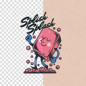 Splish Splash Retro Vintage Soap Mascot Transparent PNG Digital ...