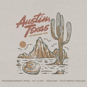 Austin Texas Cowboy Desert Transparent PNG Digital Download for DTG ...