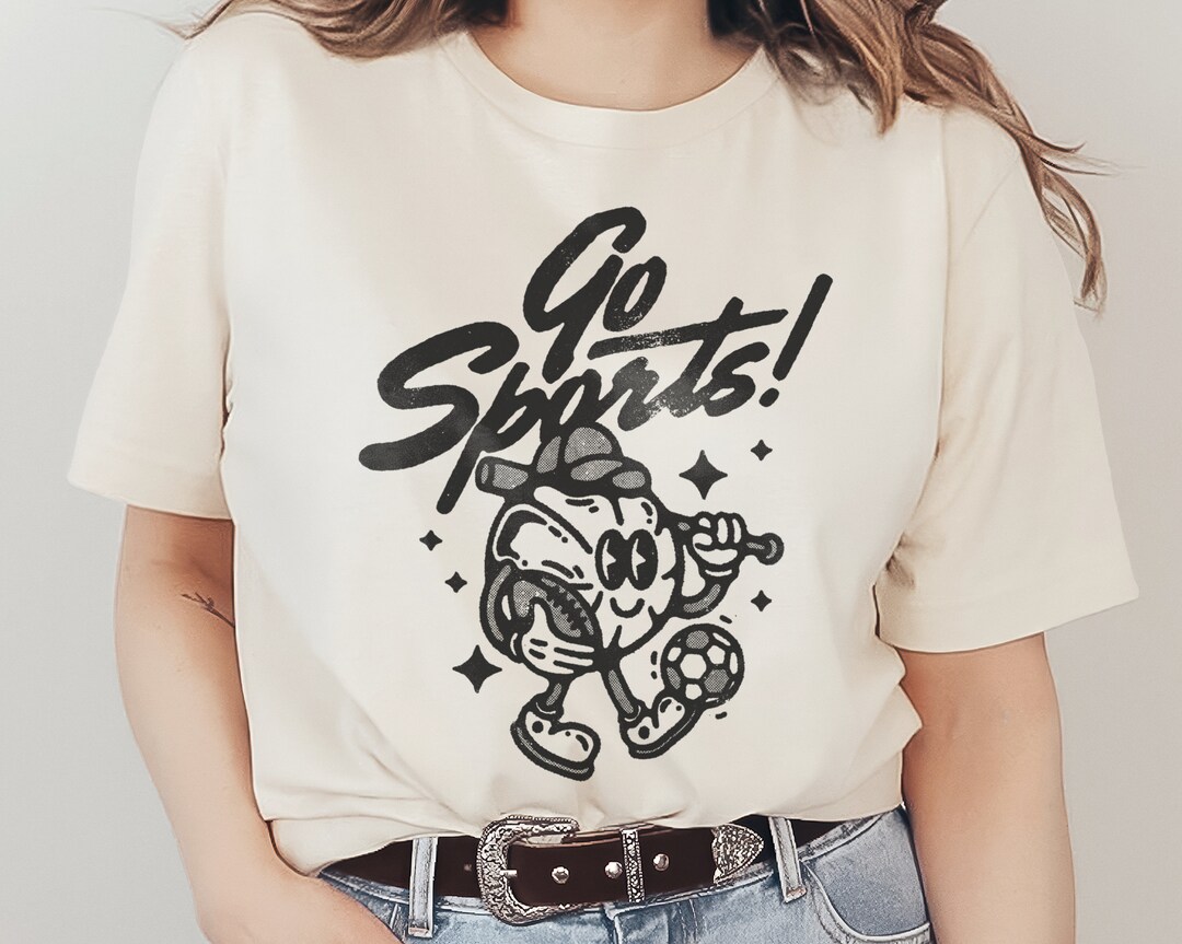 Go Sports Graphic T-shirt Cute Funny Retro Vintage Mascot Cartoon ...