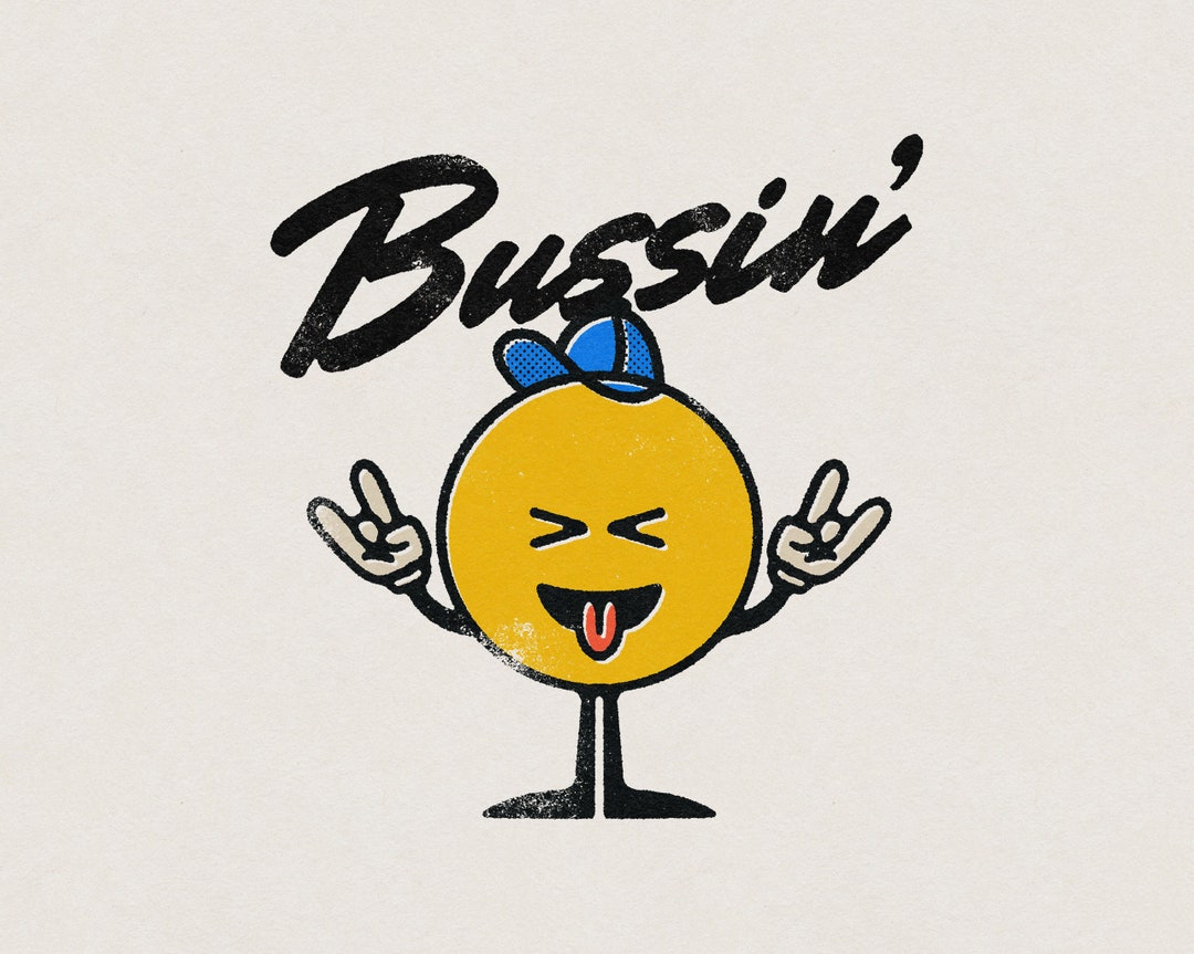Bussin' Funny Gen Z Slang Meme, Funny Cute Retro Mascot Cartoon ...