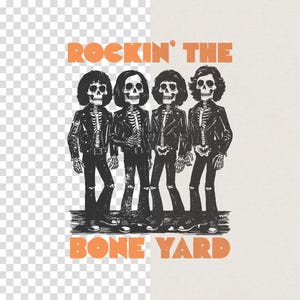 Rockin' the Bone Yard Spooky Punk Rock Halloween Skeleton Rock N Roll ...