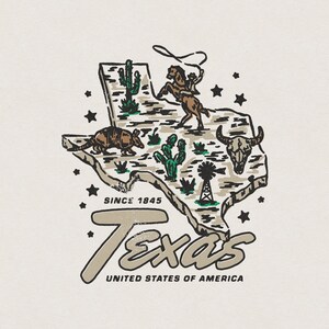 Texas Landscape Original Hand Drawn Artwork, Cowboy, Bull Skull, Cactus ...