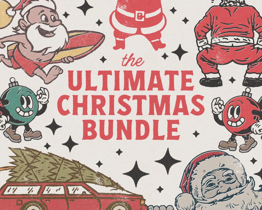 Ultimate Christmas Holiday PNG Graphics Bundle Asset Package by Clint ...