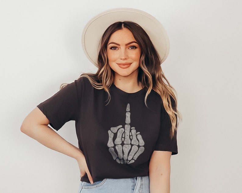 Skeleton Middle Finger Punk Vintage Halloween Horror - Etsy