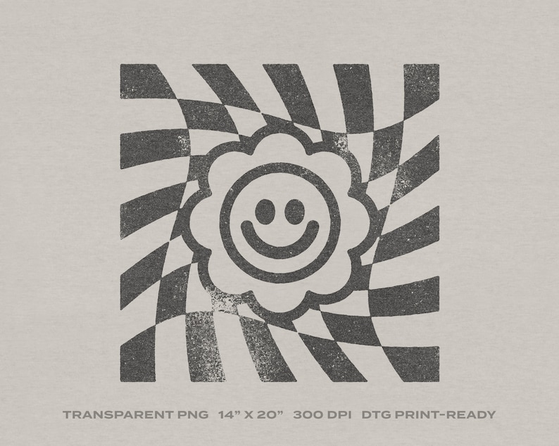 Retro Checker Flowers Transparent PNG Digital Download for DTG - Etsy