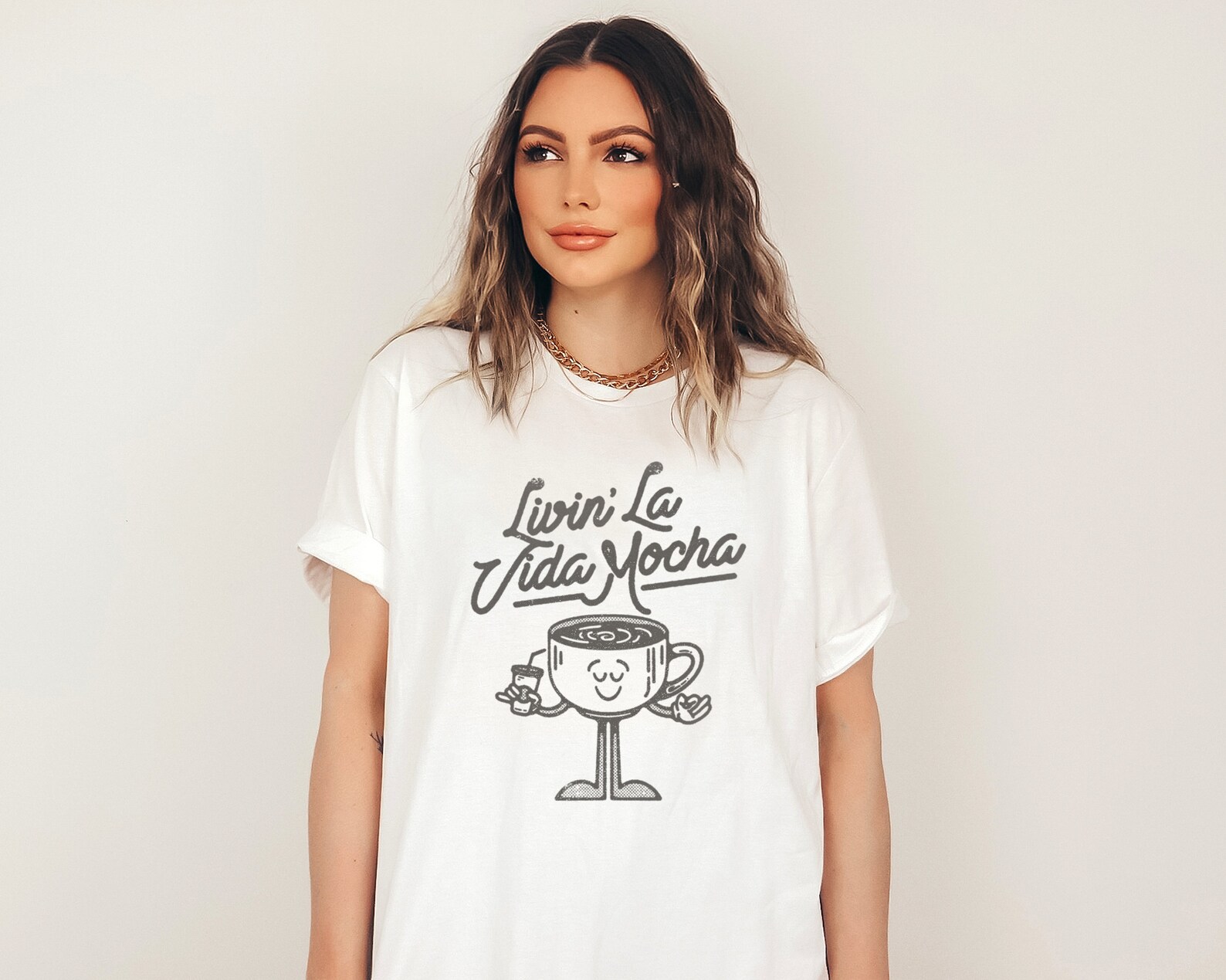 Livin' La Vida Mocha Coffee Lover Retro Vintage Mascot Cartoon ...