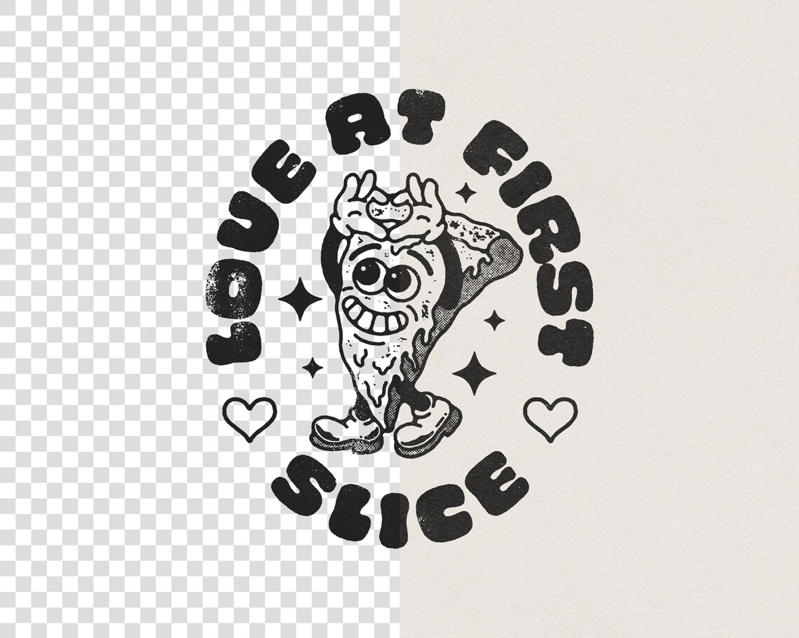 Love at First Slice Funny Humorous Pizza Lover Phrase and - Etsy