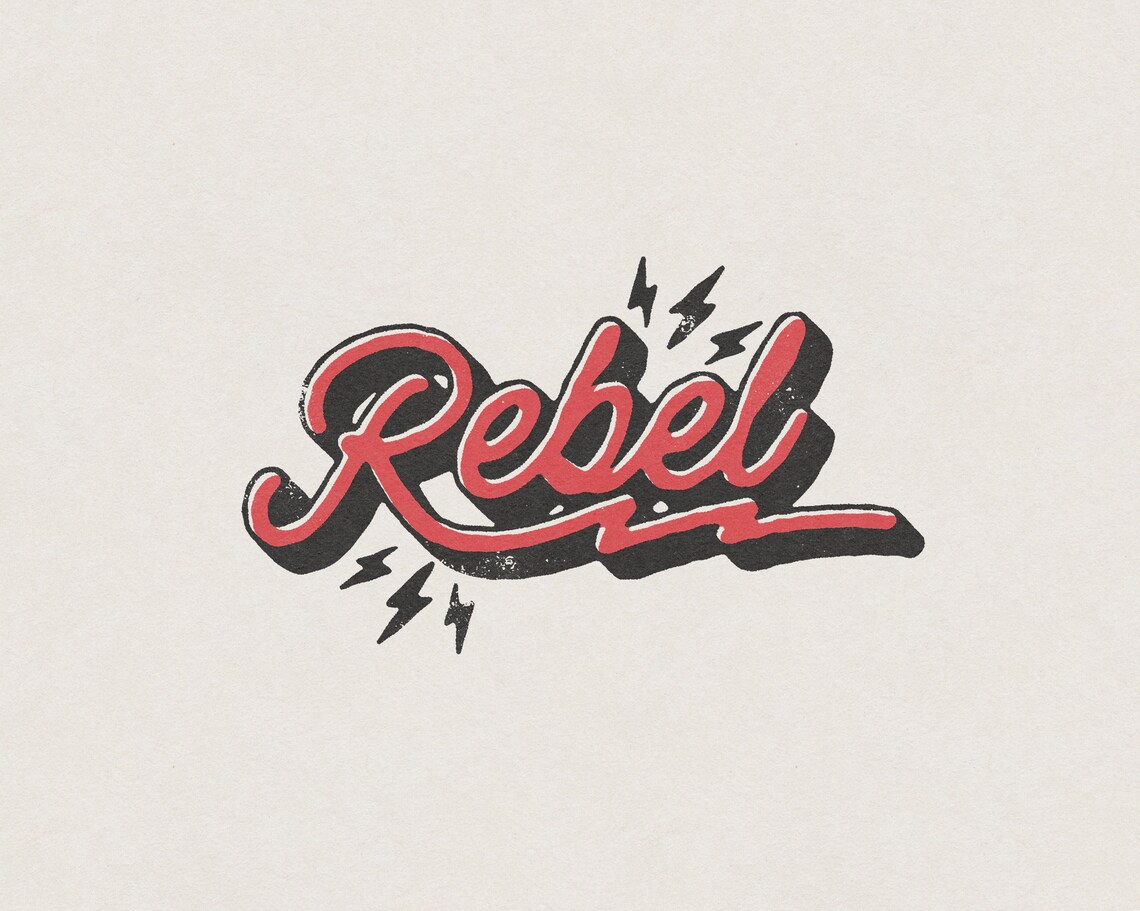 Rebel Punk Rock N Roll Metal Lightning Bolt Rebellious Cute Fun Retro ...