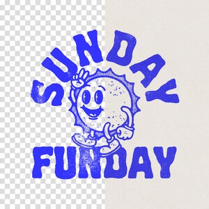 Sunday Funday, Sunday Brunch Cute Retro Vintage Sun Mascot Transparent ...