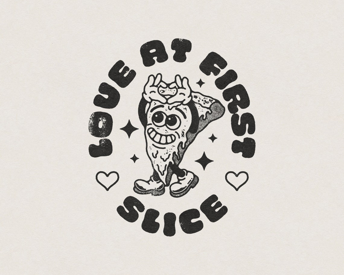 Love at First Slice Funny Humorous Pizza Lover Phrase and - Etsy