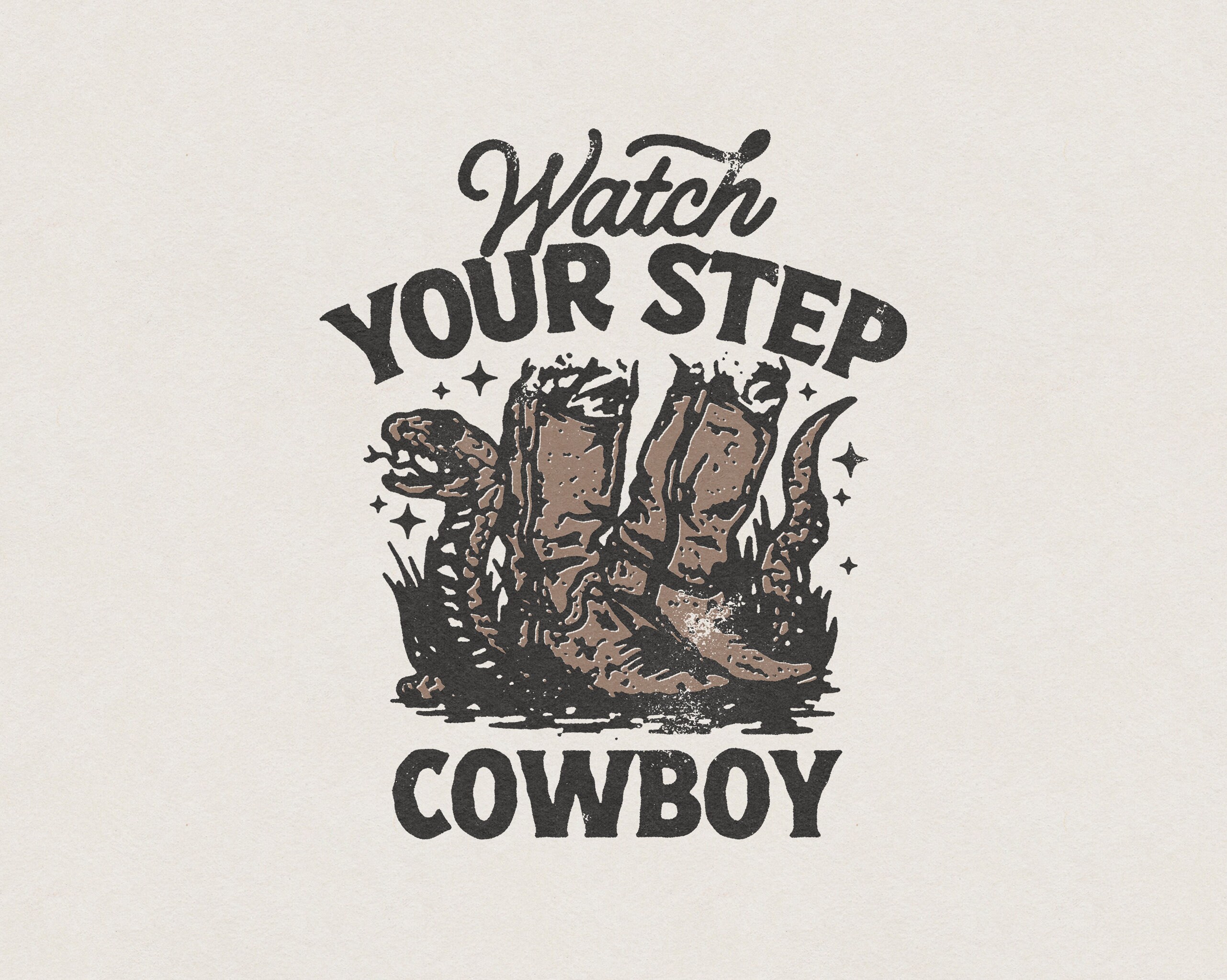 Watch Your Step Cowboy Graphic T-shirt, Original Western Country Snake ...