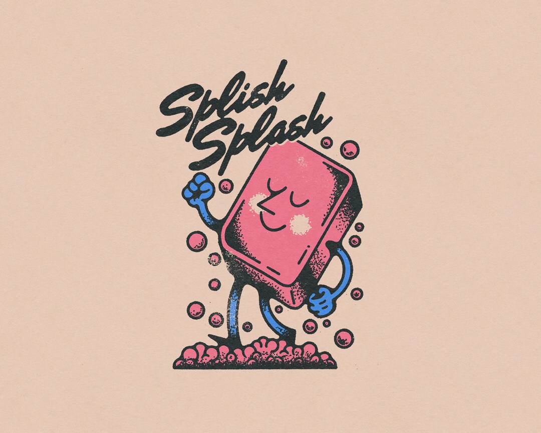 Splish Splash Retro Vintage Soap Mascot Transparent PNG Digital ...