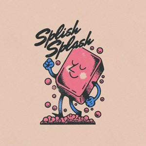 Splish Splash Retro Vintage Soap Mascot Transparent PNG Digital ...
