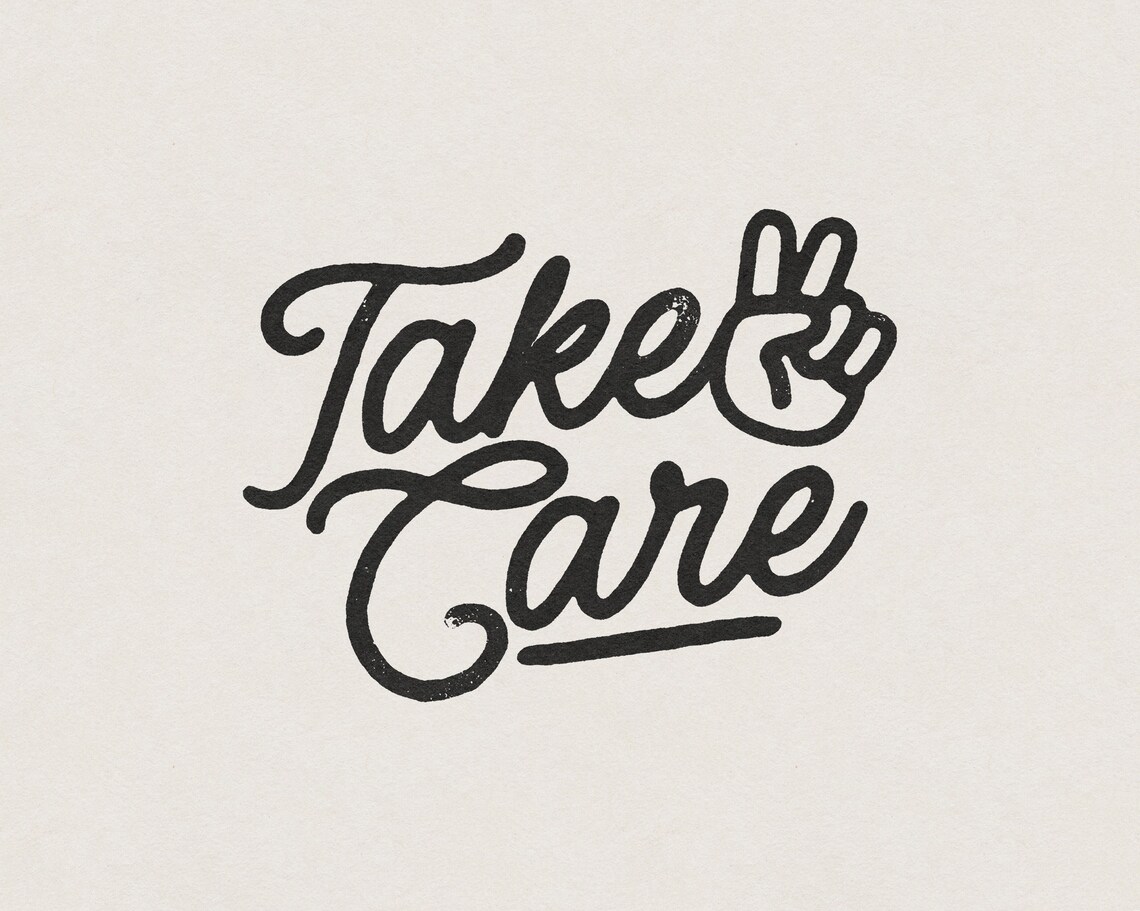 Take Care Peace Sign Hand Retro Vintage Inspirational and - Etsy