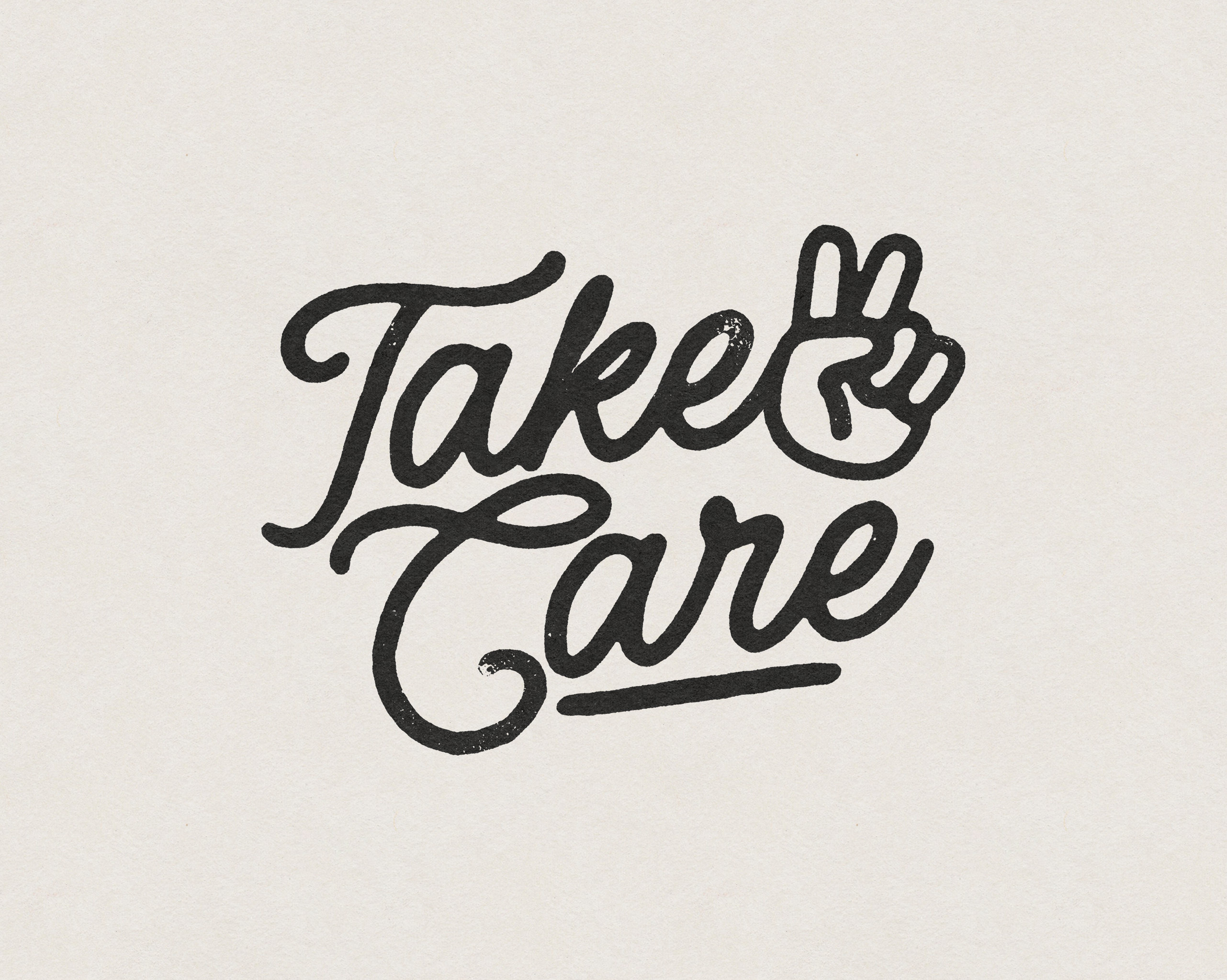 Take Care Peace Sign Hand Retro Vintage Inspirational and Motivational ...