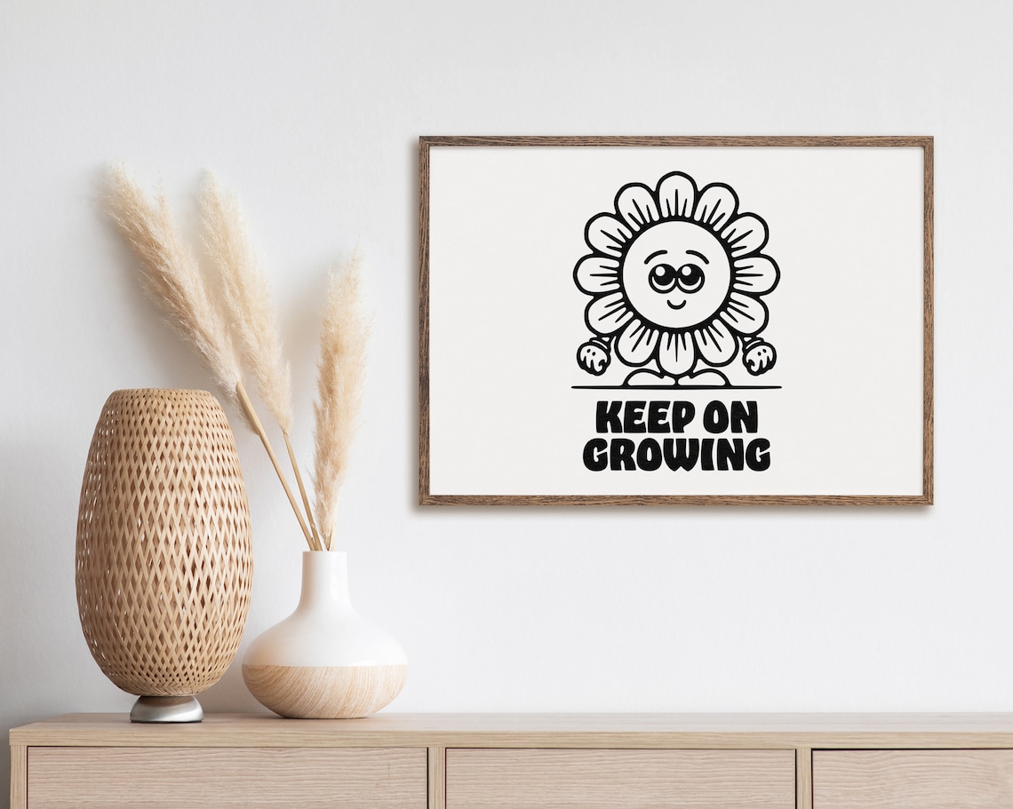 Keep on Growing Cute Retro Vintage Flower Mascot - Etsy