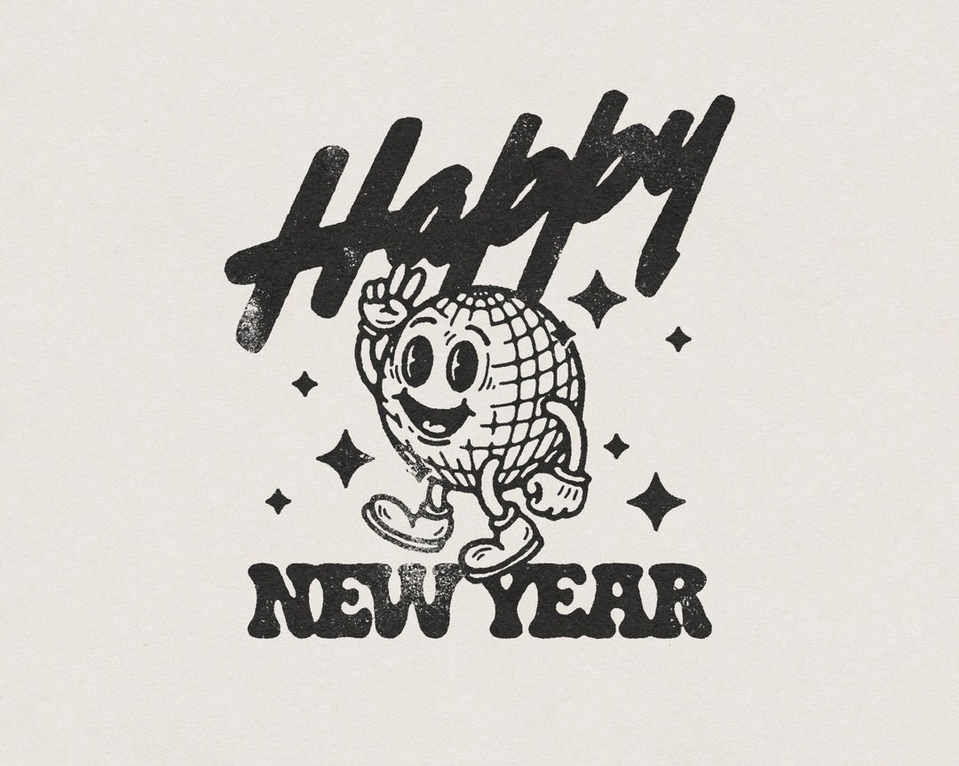 Happy New Year Disco Ball Drop – Retro Vintage New Year's Eve, New Year ...