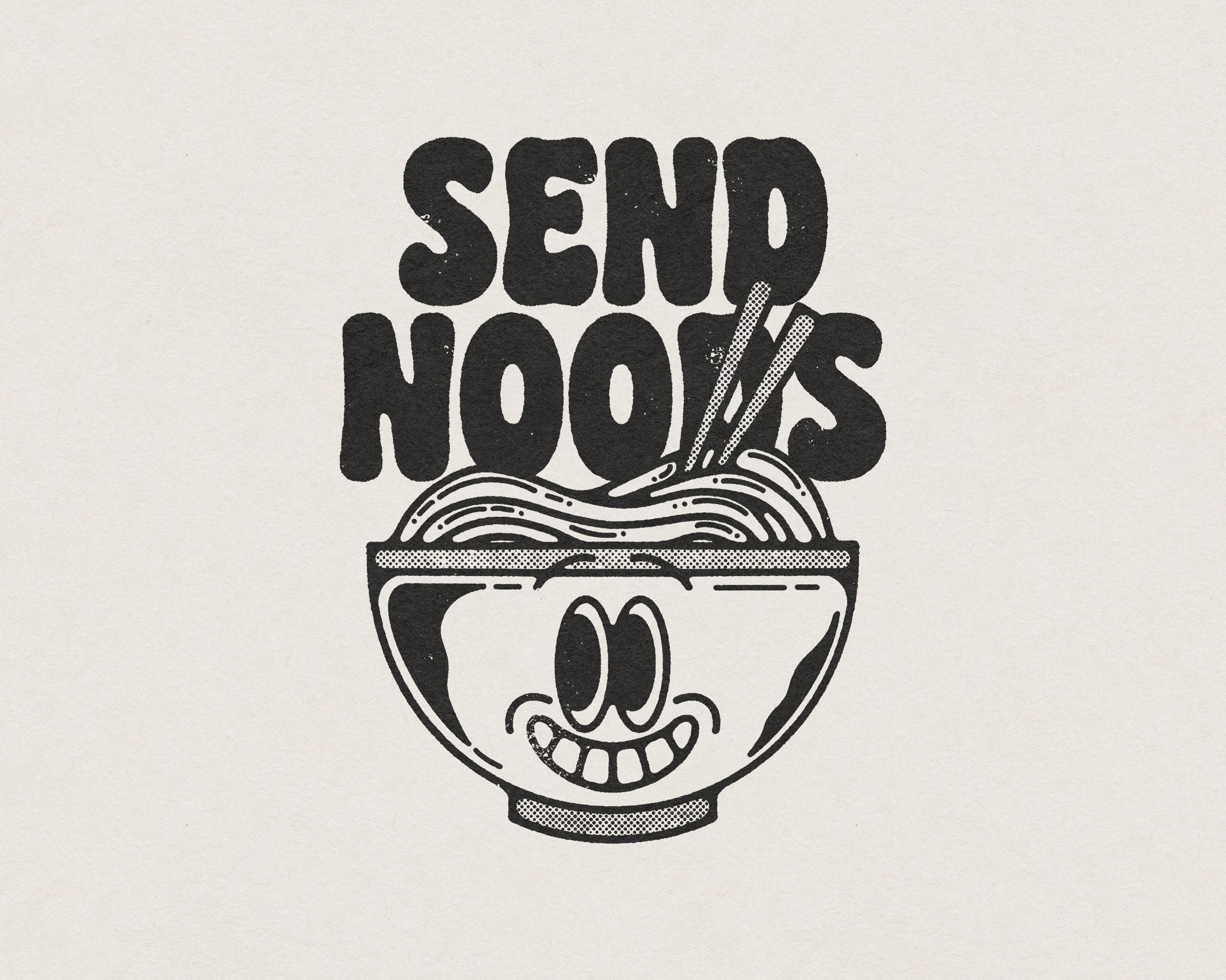 Send Noods Cute Retro Vintage Bowl of Ramen Noodles Mascot - Etsy