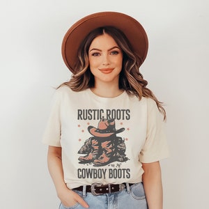 Rustic Roots Cowboy Boots Country Western American Cowboy Hat Phrase ...