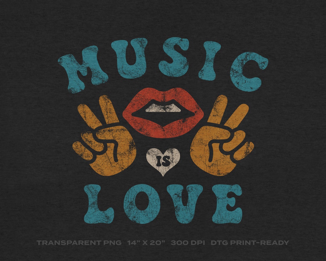 Music is Love Transparent PNG Digital Download for DTG Printing, DTF ...