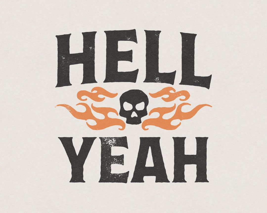 Hell Yeah Skull Flames & Wings Rock N Roll Western Country Boho Hippie ...