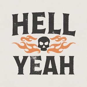 Hell Yeah Skull Flames & Wings Rock N Roll Western Country Boho Hippie ...