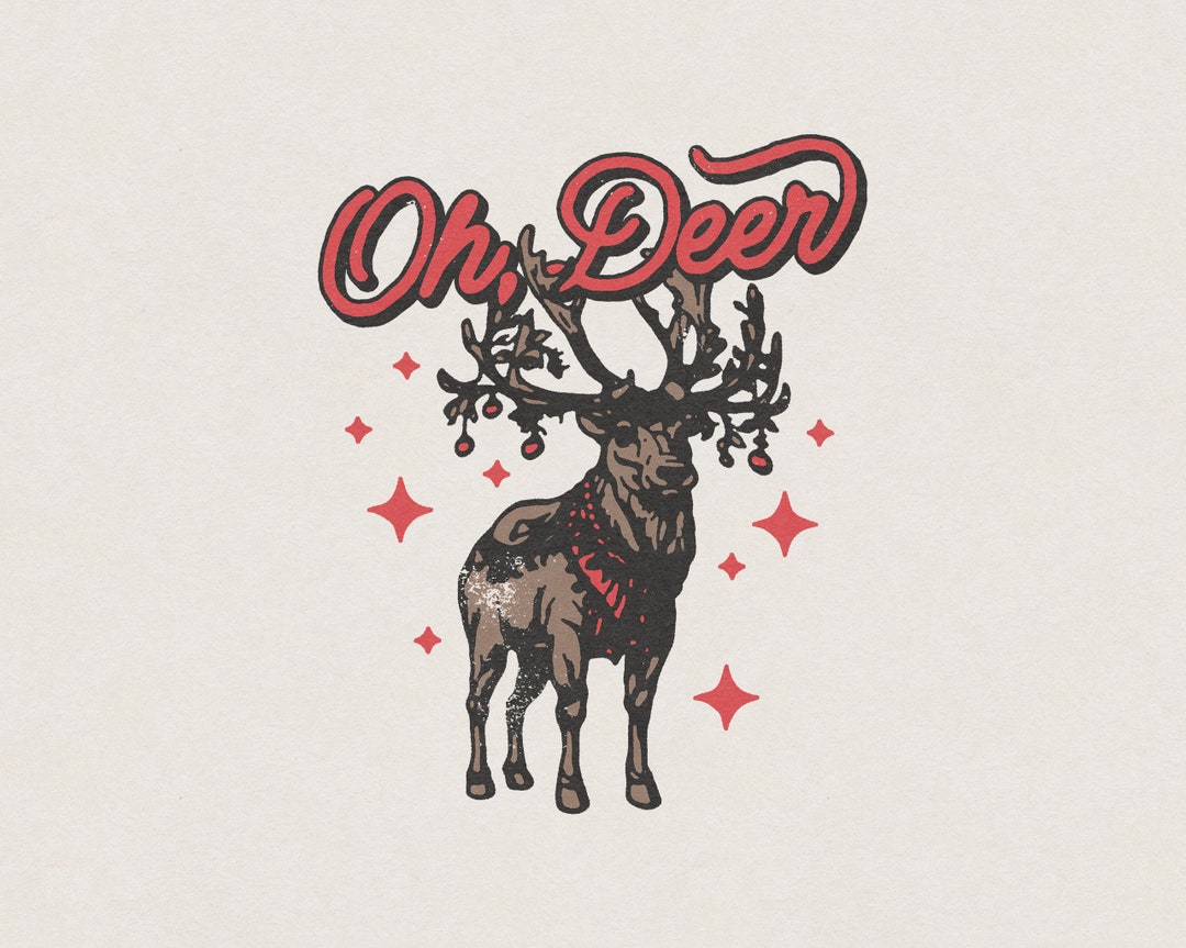 Oh, Deer Christmas Winter Rudolph Reindeer Funny & Humorous Retro ...
