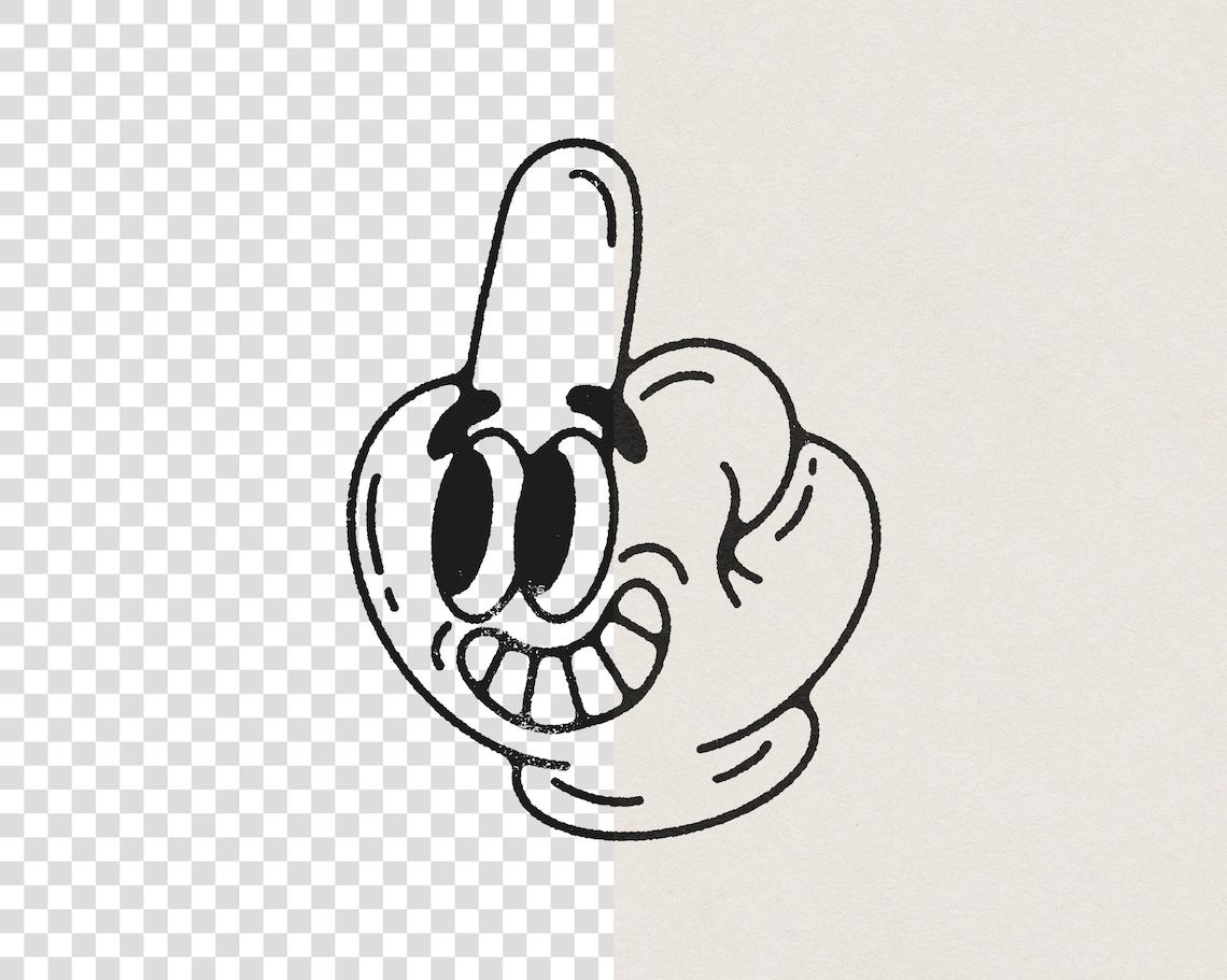Cute & Funny Middle Finger Hand Retro Vintage Mascot Cartoon - Etsy