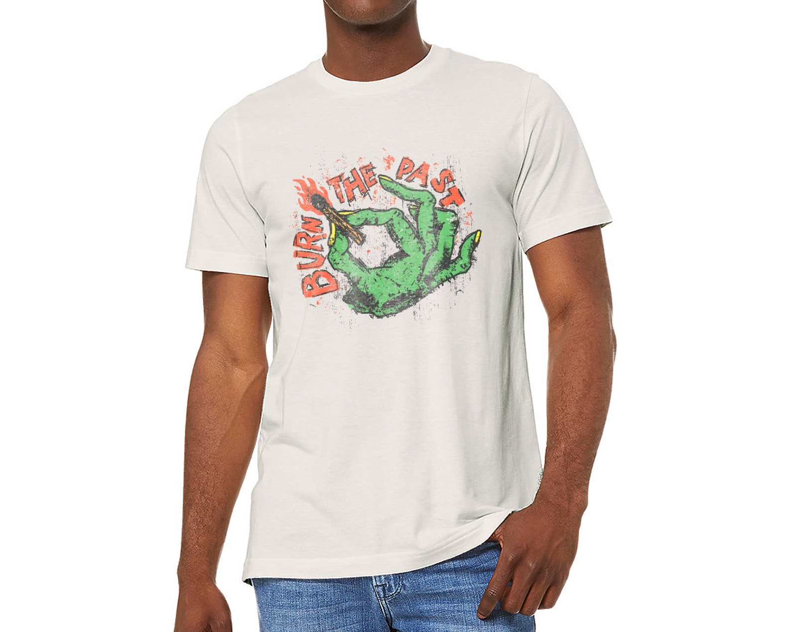 Burn the Past Monster Holding a Match Flame Vintage Hipster Punk ...