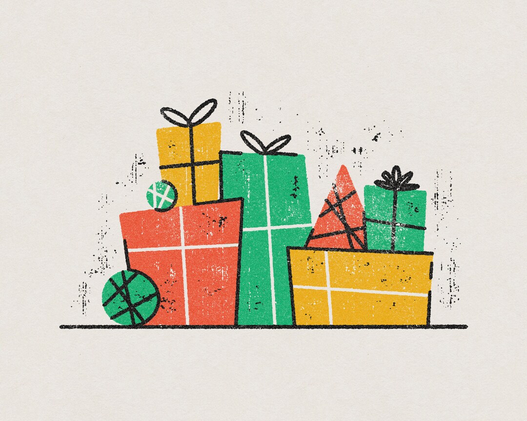 Retro Vintage Christmas Presents From the 1950's Transparent PNG ...