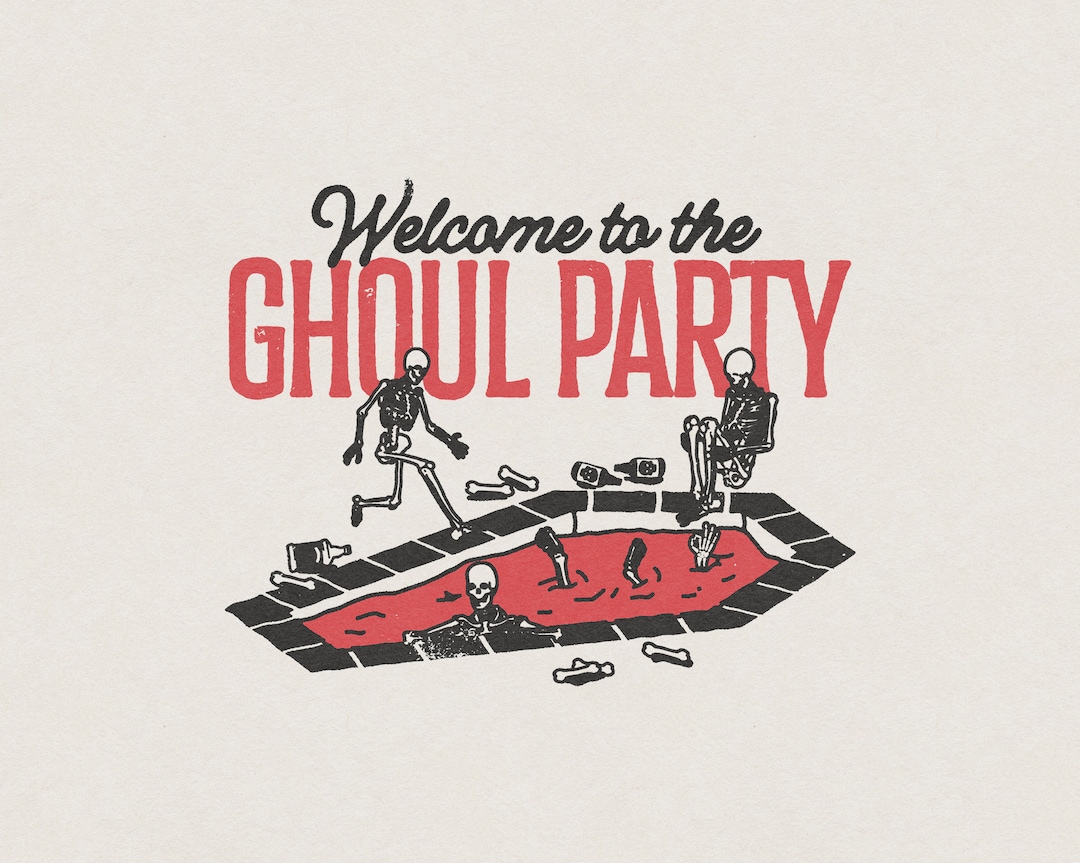 Welcome to the Ghoul Party Halloween Skeleton Pool With Bones & Booze ...