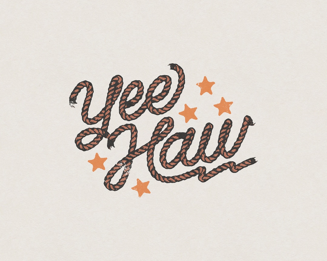 Yee Haw Rope Funny & Humorous Country Western Cowboy Phrase and Saying Retro Vintage T-shirt ...