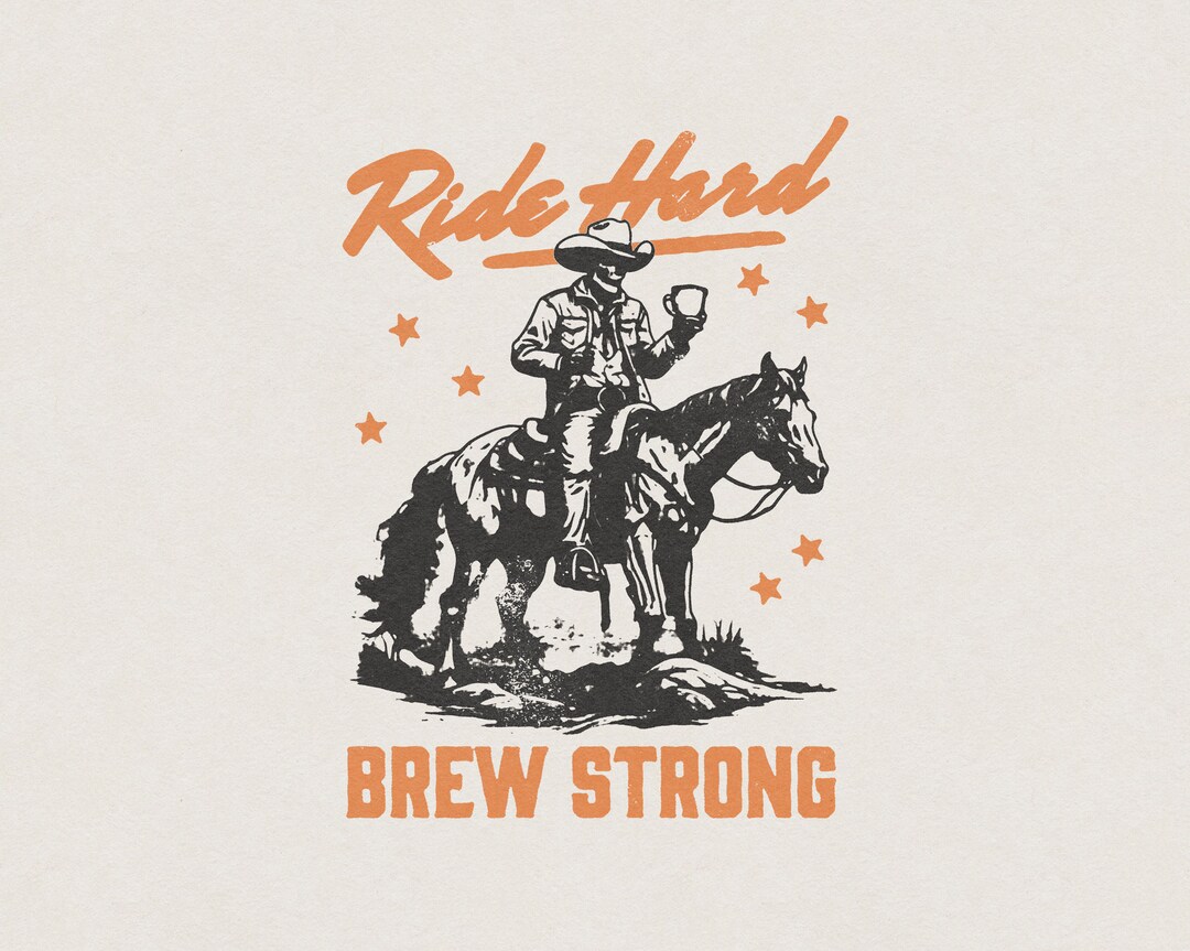 Ride Hard Brew Strong Cowboy Coffee Western Country Skeleton Funny ...