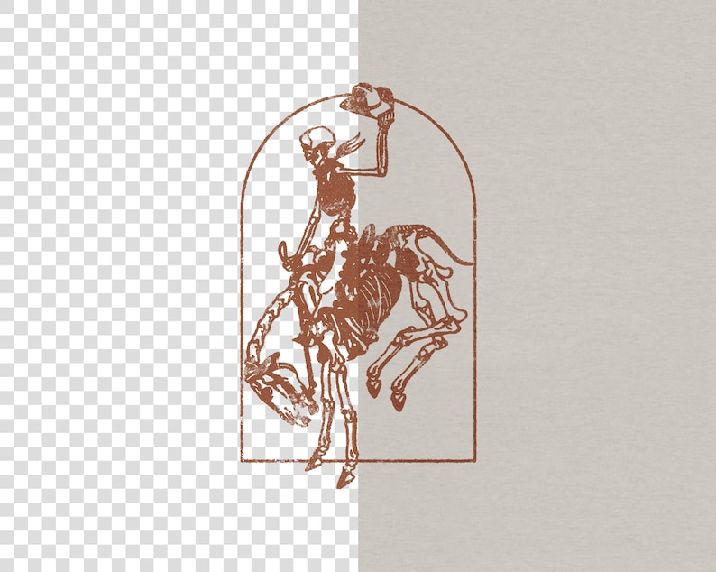 Country Cowboy Skeleton Riding a Bucking Horse Transparent PNG Digital ...