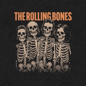 The Rolling Bones, Rolling Stones Halloween Skeleton Rock N Roll Fan Art Funny Retro Vintage ...