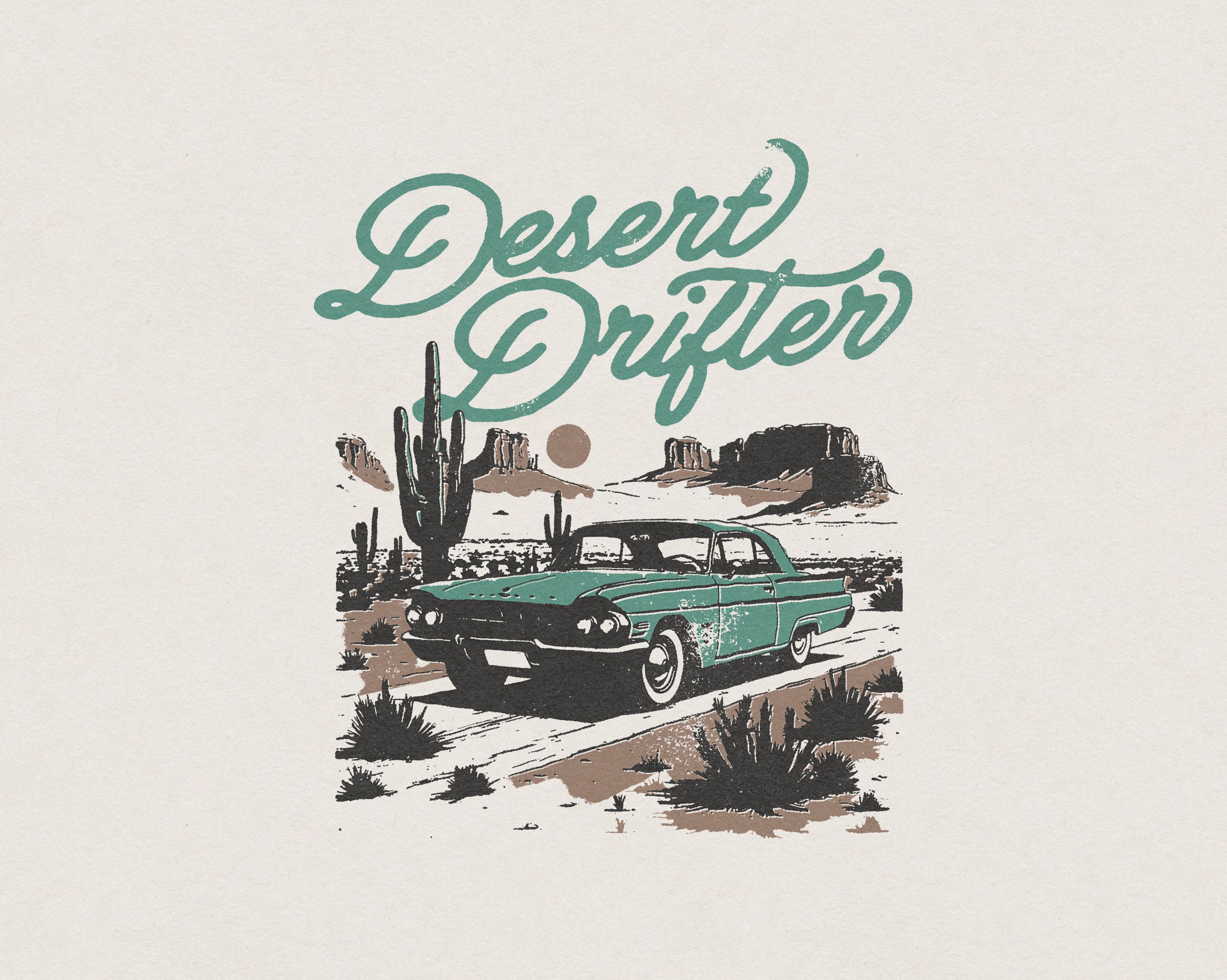 Desert Drifter Retro Vintage 1960's Hot Rod Muscle Car on a Western ...