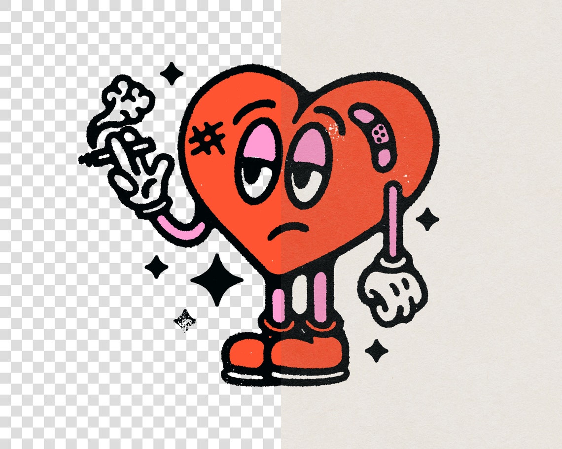 Anti Valentine's Day Divorce Breakup Funny Retro Vintage Mascot Broken ...