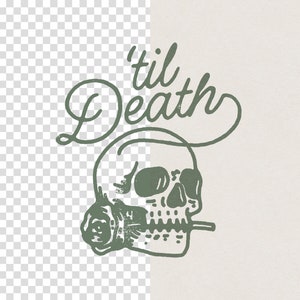 Til Death Vintage Skull Traditional Tattoo Line Work Illustration P&co ...