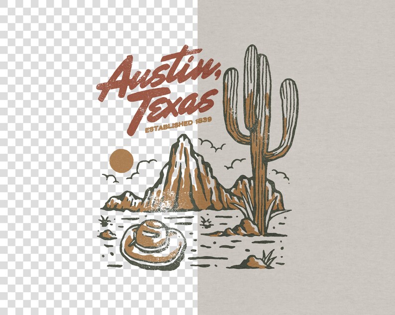 Austin Texas Cowboy Desert Transparent PNG Digital Download - Etsy