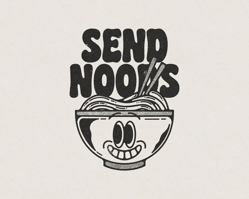 Send Noods Graphic T-shirt Cute Retro Vintage Bowl of Ramen Noodles ...