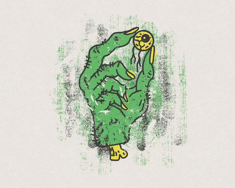 Spooky Halloween Monster Hand Holding Eyeball Retro Vintage - Etsy