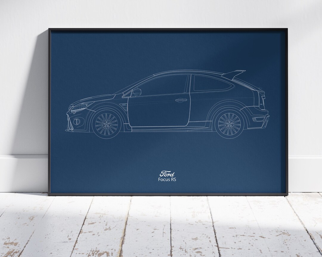 Ford Focus RS Mk2 Blueprint Sports Car Wall Decor Wall Art - Etsy
