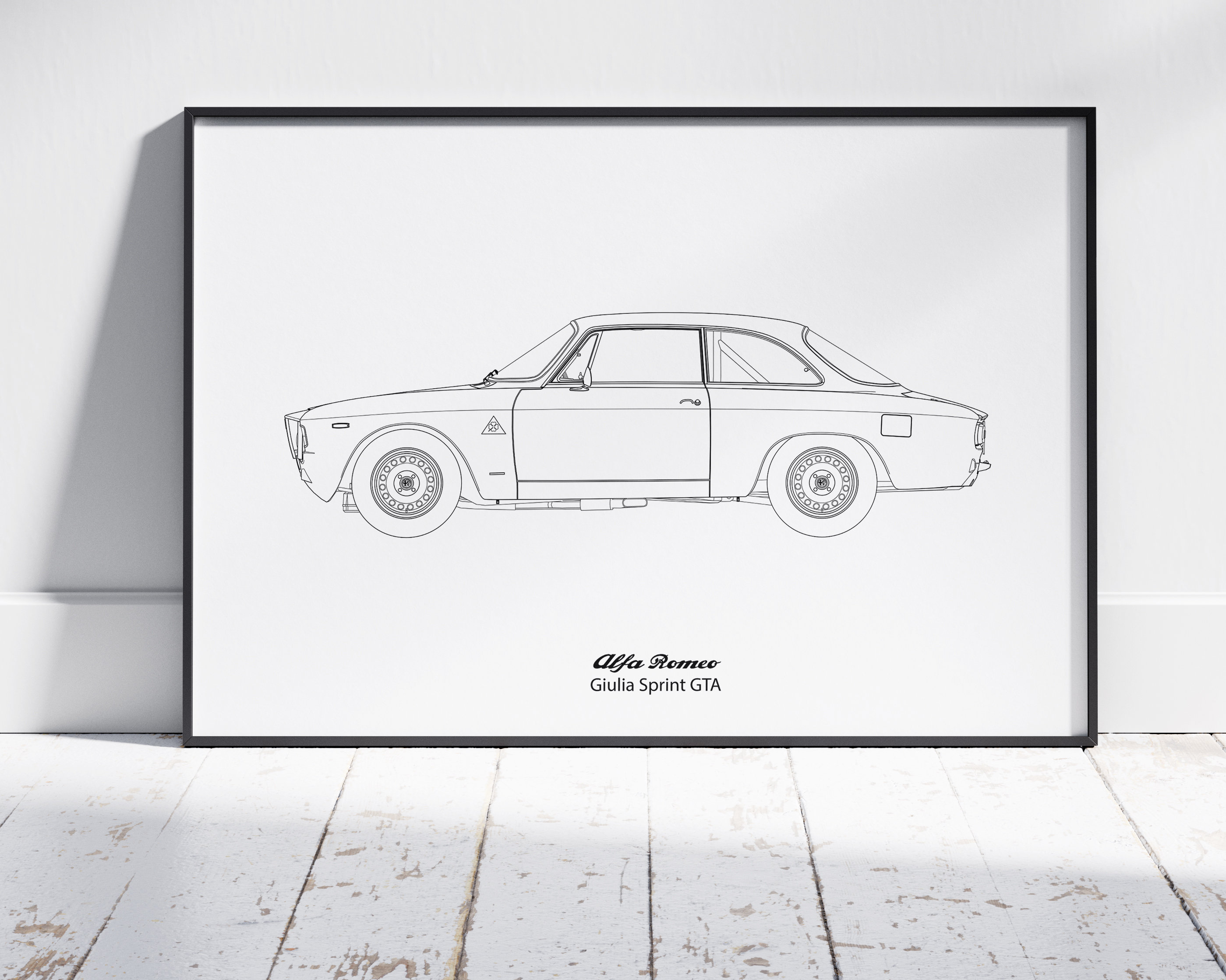 Alfa Romeo Giulia Sprint GTA Blueprint, Sports Car, Wall Decor, Wall ...