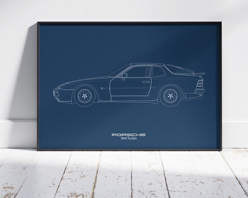 Porsche 944 Turbo Blueprint, Sports Car, Wall Decor, Wall Art ...