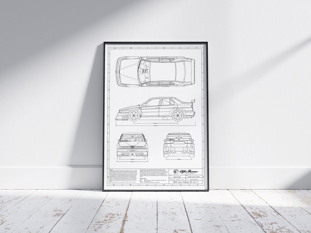 1993 Alfa Romeo 155 V6 Ti DTM Blueprint Poster Race Car Wall - Etsy