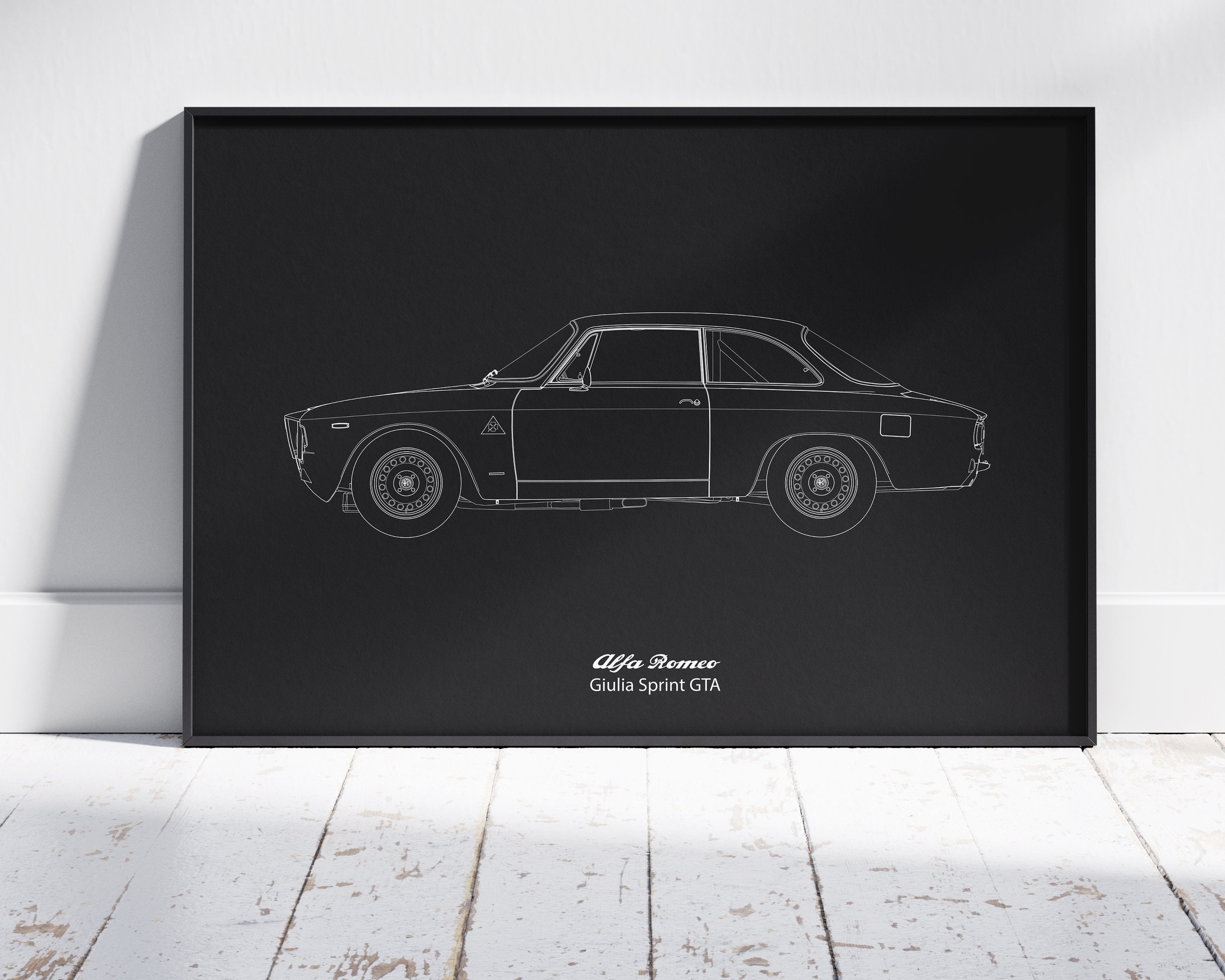 Alfa Romeo Giulia Sprint GTA Blueprint, Sports Car, Wall Decor, Wall ...